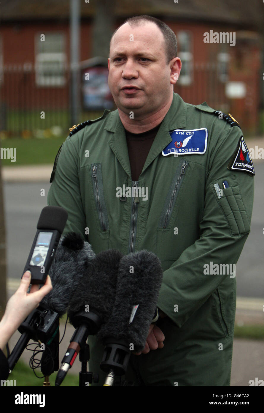 RAF Marham, Station Commander, Pete Rochelle, speaks to the media ...