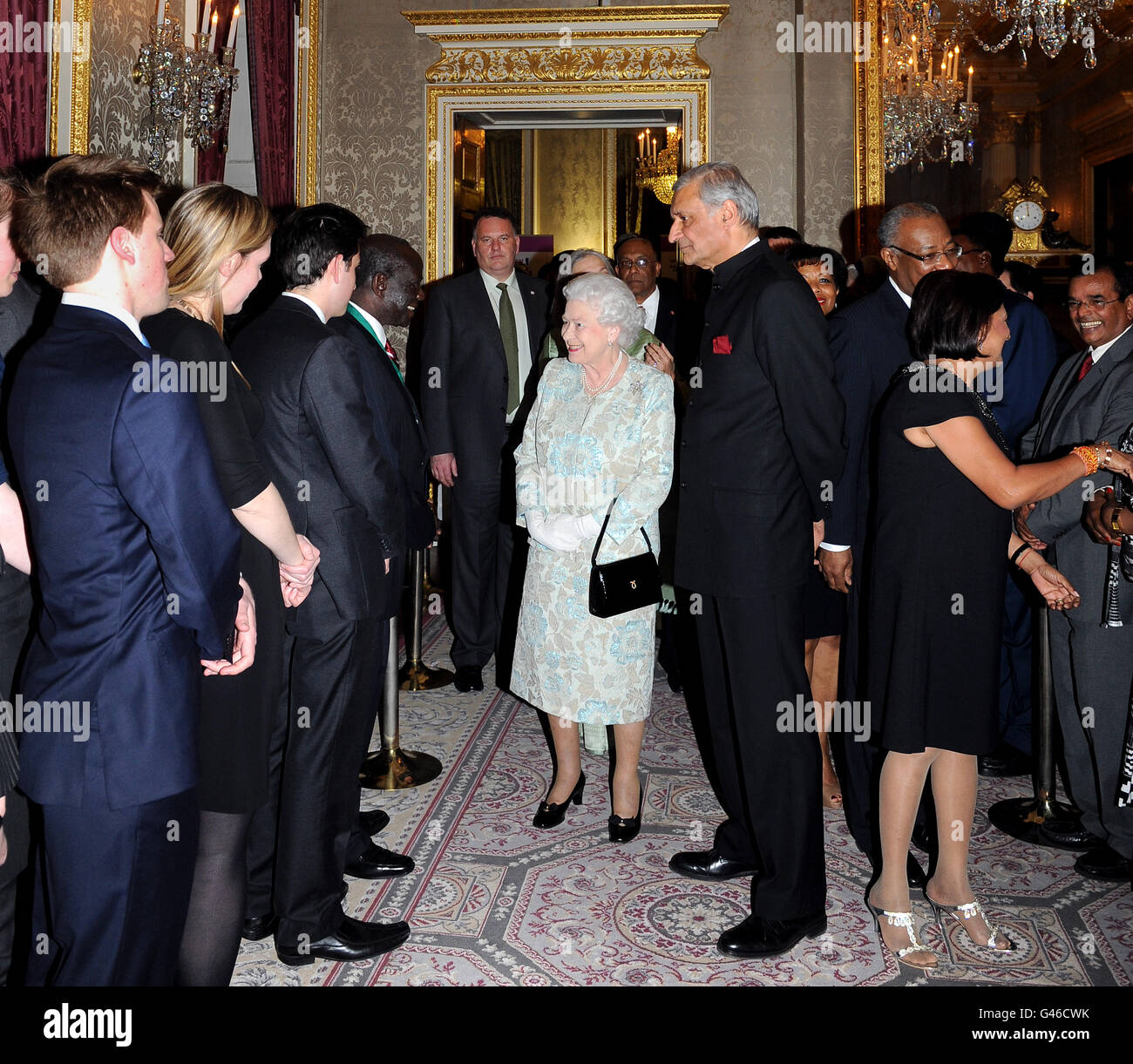 Queen Elizabeth II with the Commonwealth Secretary General Mr Kamalesh ...