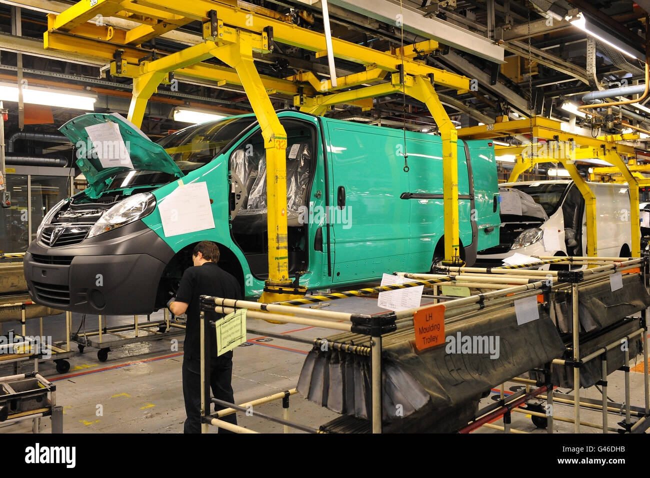 A general view of a van on the production line at the Vauxhall plant in ...