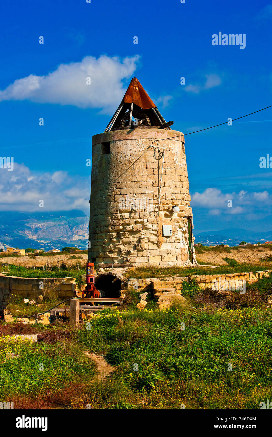 Mulino a Vento, windmill, Trapani Sicily, Italy, Mediterranean Stock ...
