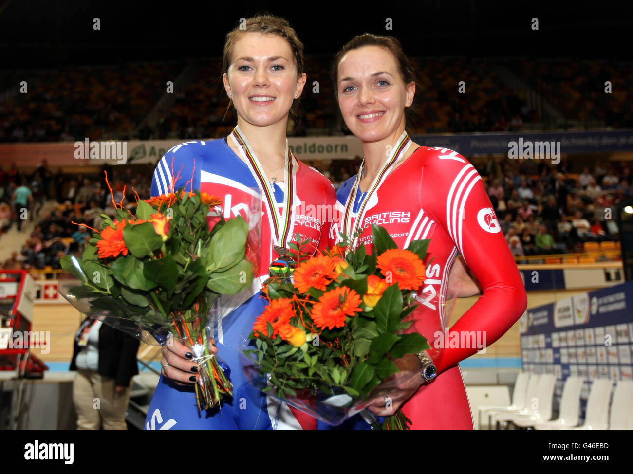 Great Britain's Jessica Varnish and Victoria Pendleton celebrate their ...