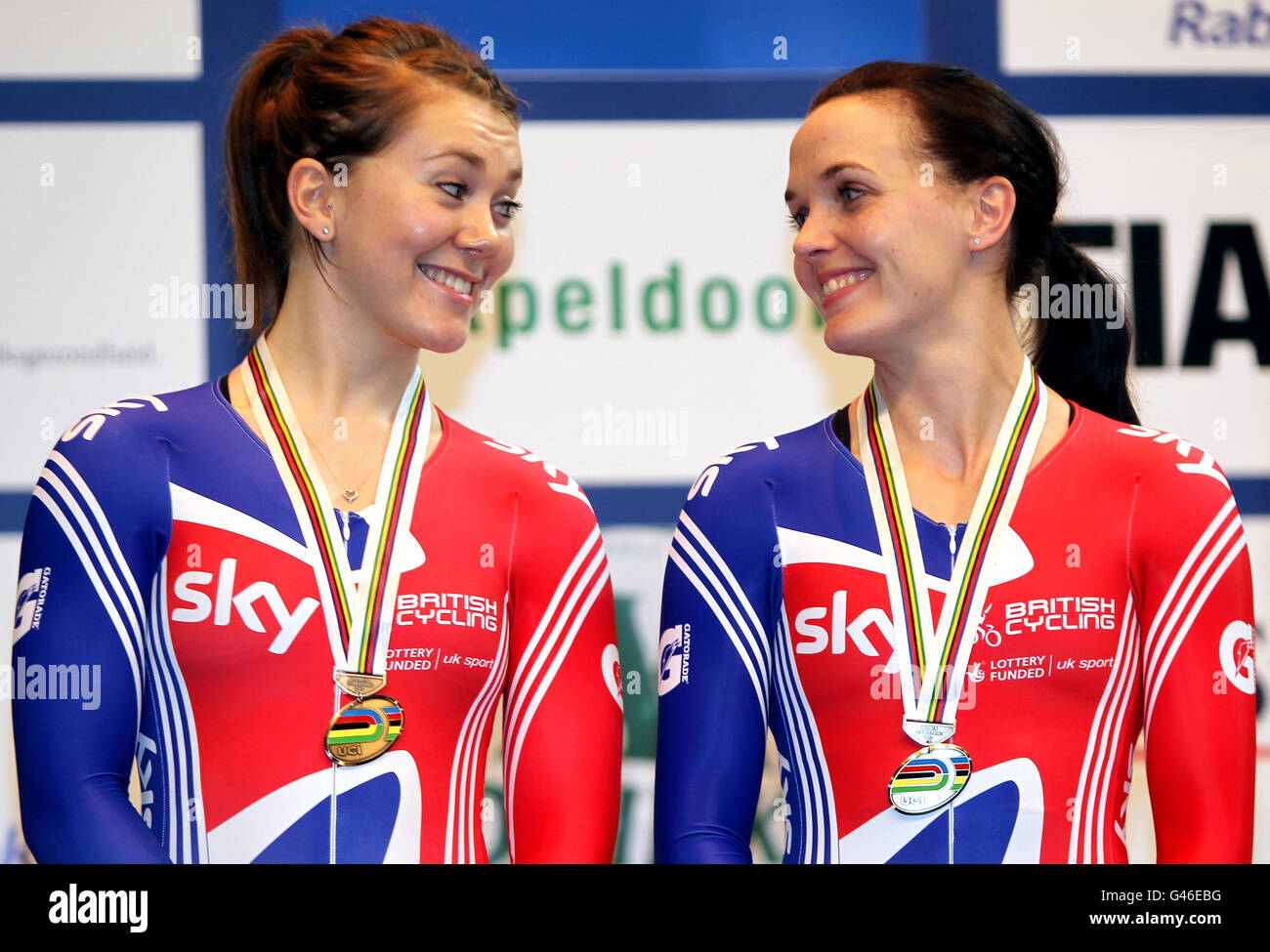 Great Britain's Jessica Varnish and Victoria Pendleton celebrate their ...