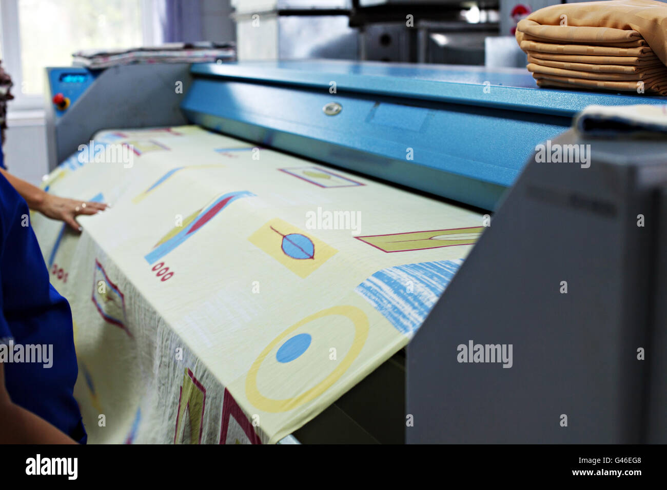 Machine for cleaning and ironing of linen Stock Photo - Alamy