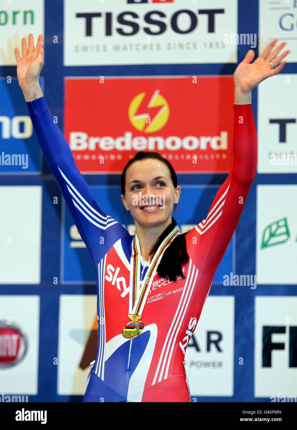 Great Britain's Victoria Pendleton celebrates her bronze medal in the ...