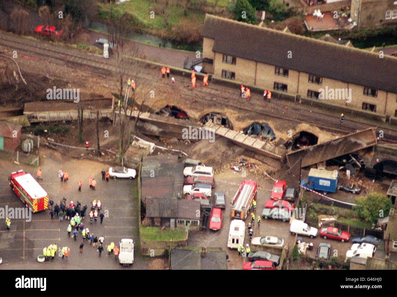 Helicopter-shot of Bexley train station today (Tue) where a freight ...