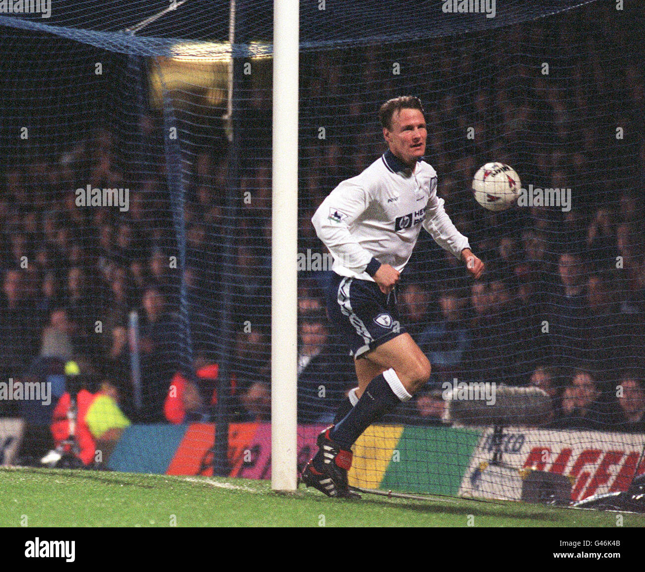 Tottenham striker Teddy Sheringham opens the scoring in tonight's ...