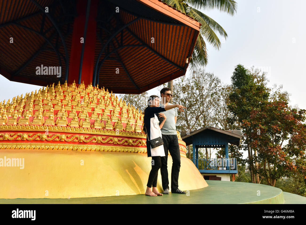 Wat chomkao manilat temple in Huay Xai, capital of Bokeo province Laos Stock Photo - Alamy