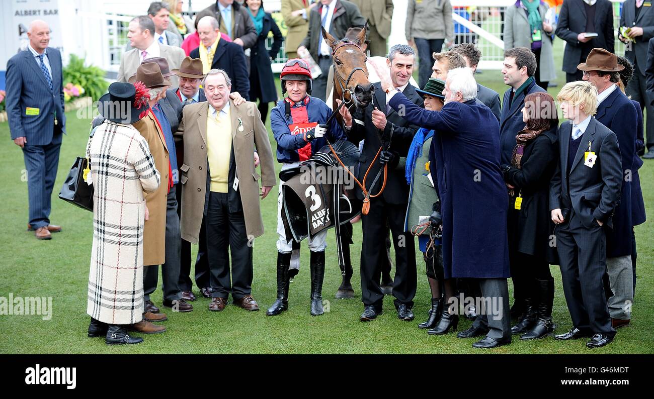 Jockey Barry Geraghty Centre And Trainer Nicky Henderson Left