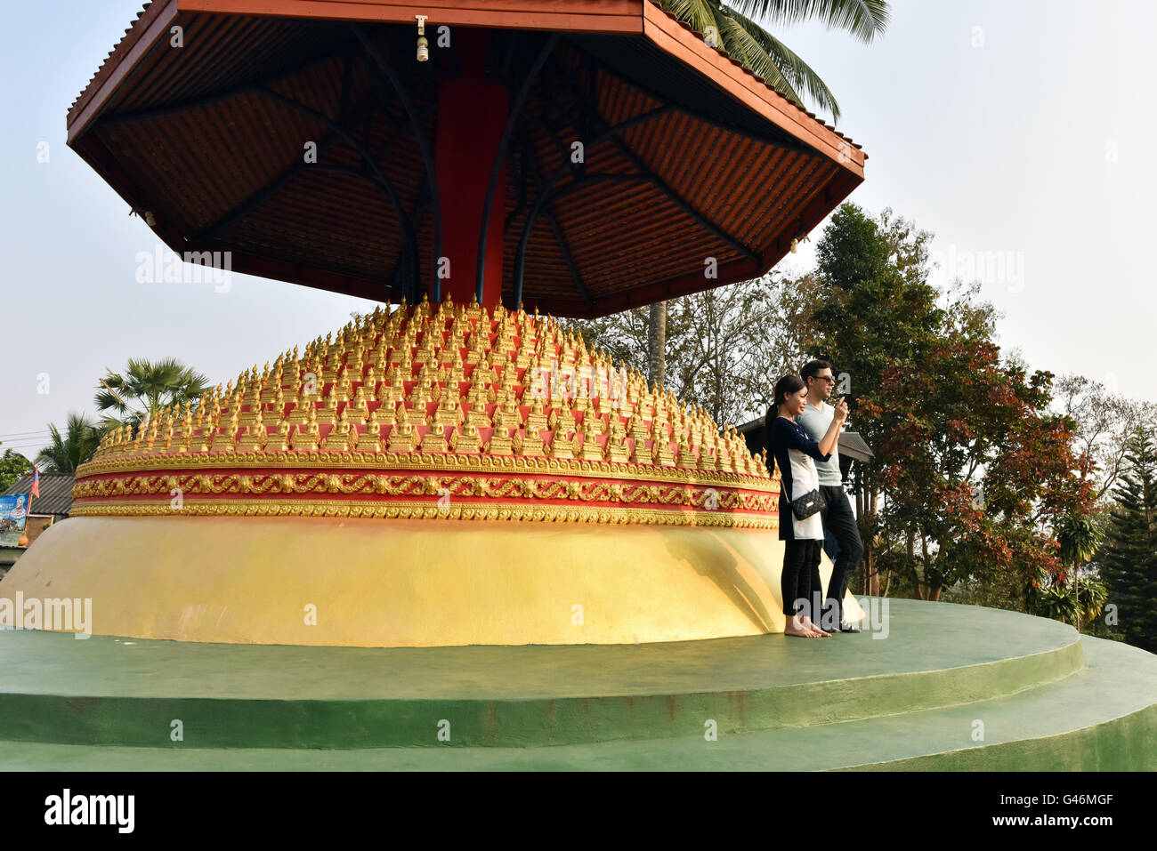 Wat chomkao manilat temple in Huay Xai, capital of Bokeo province Laos Stock Photo - Alamy