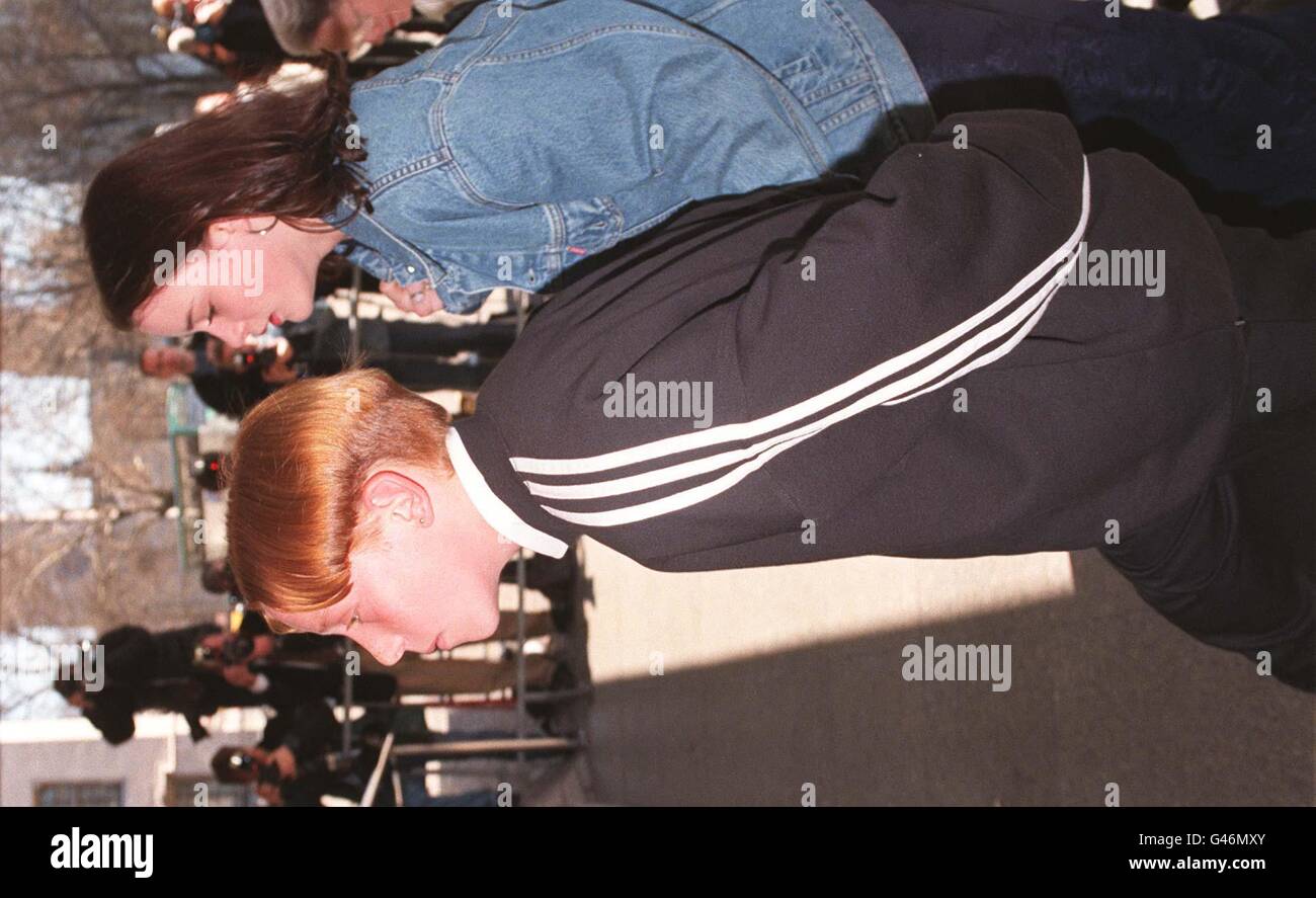 Hannah Harding, 18, and one of her twin brothers (unidentified) arrive ...