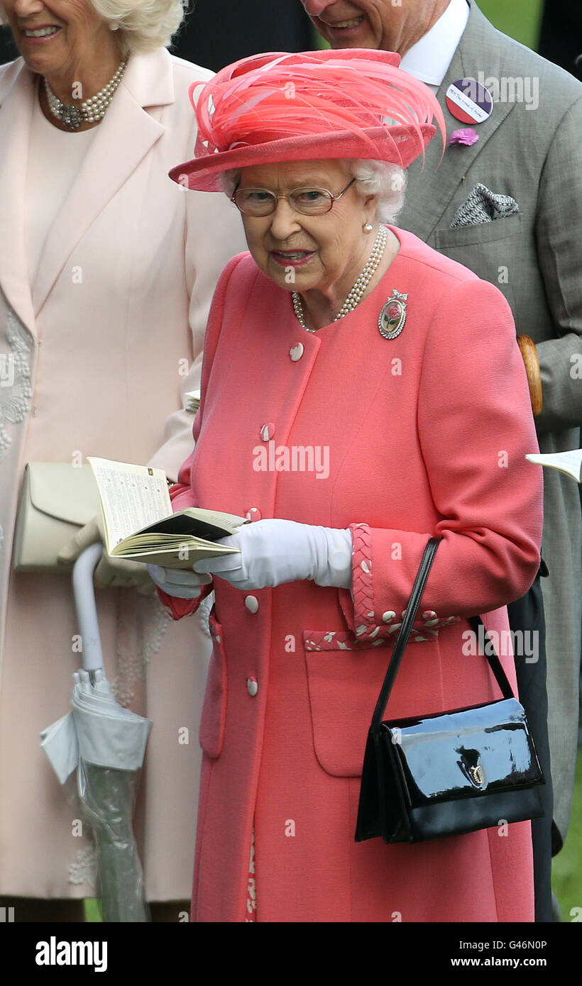 Queen Elizabeth II in the parade ring during day four of Royal Ascot ...