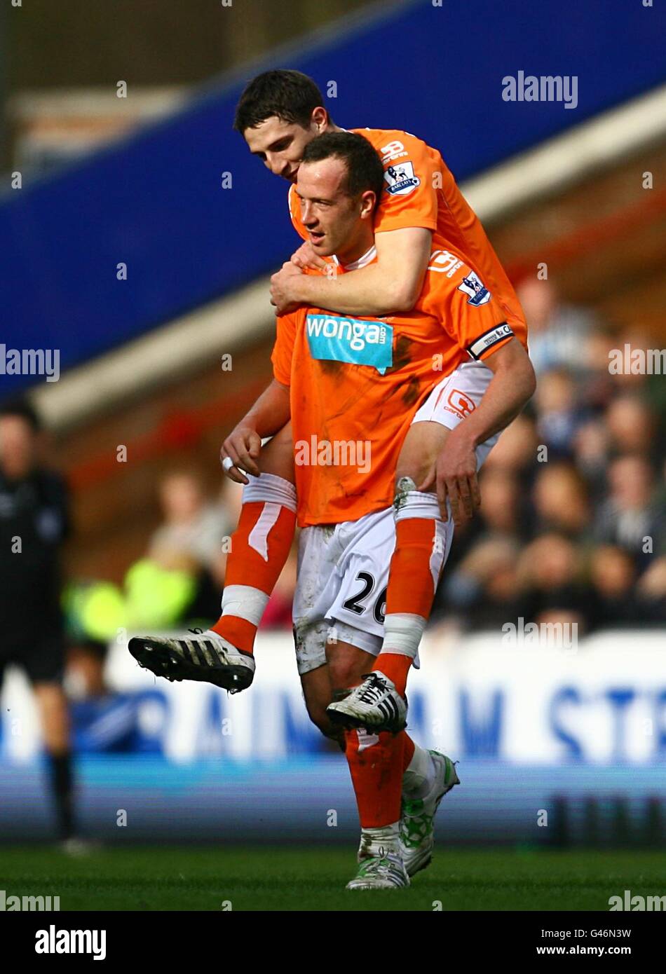 Blackpool's Charlie Adam celebrates scoring his side's second goal of ...