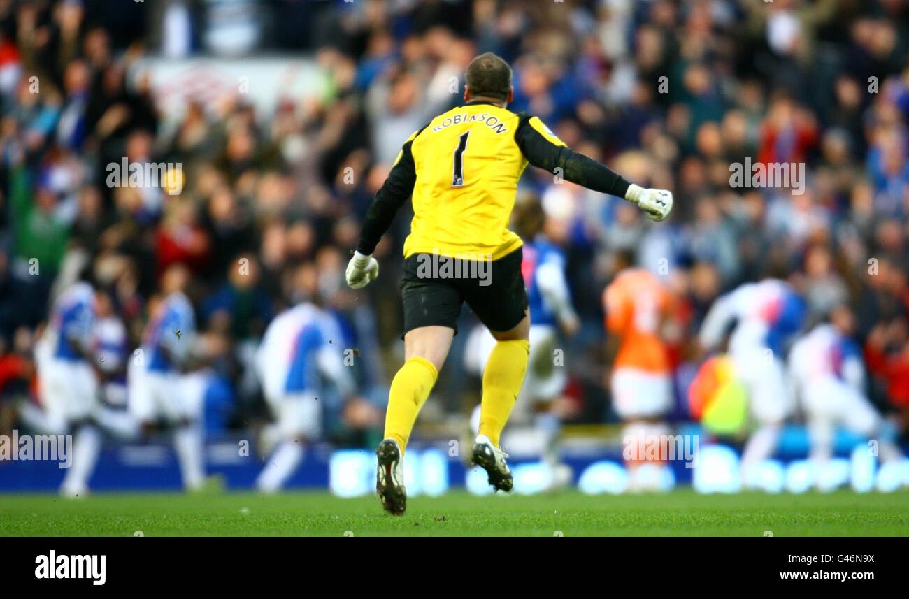 Blackburn Rovers goalkeeper Paul Robinson celebrates after teammate ...