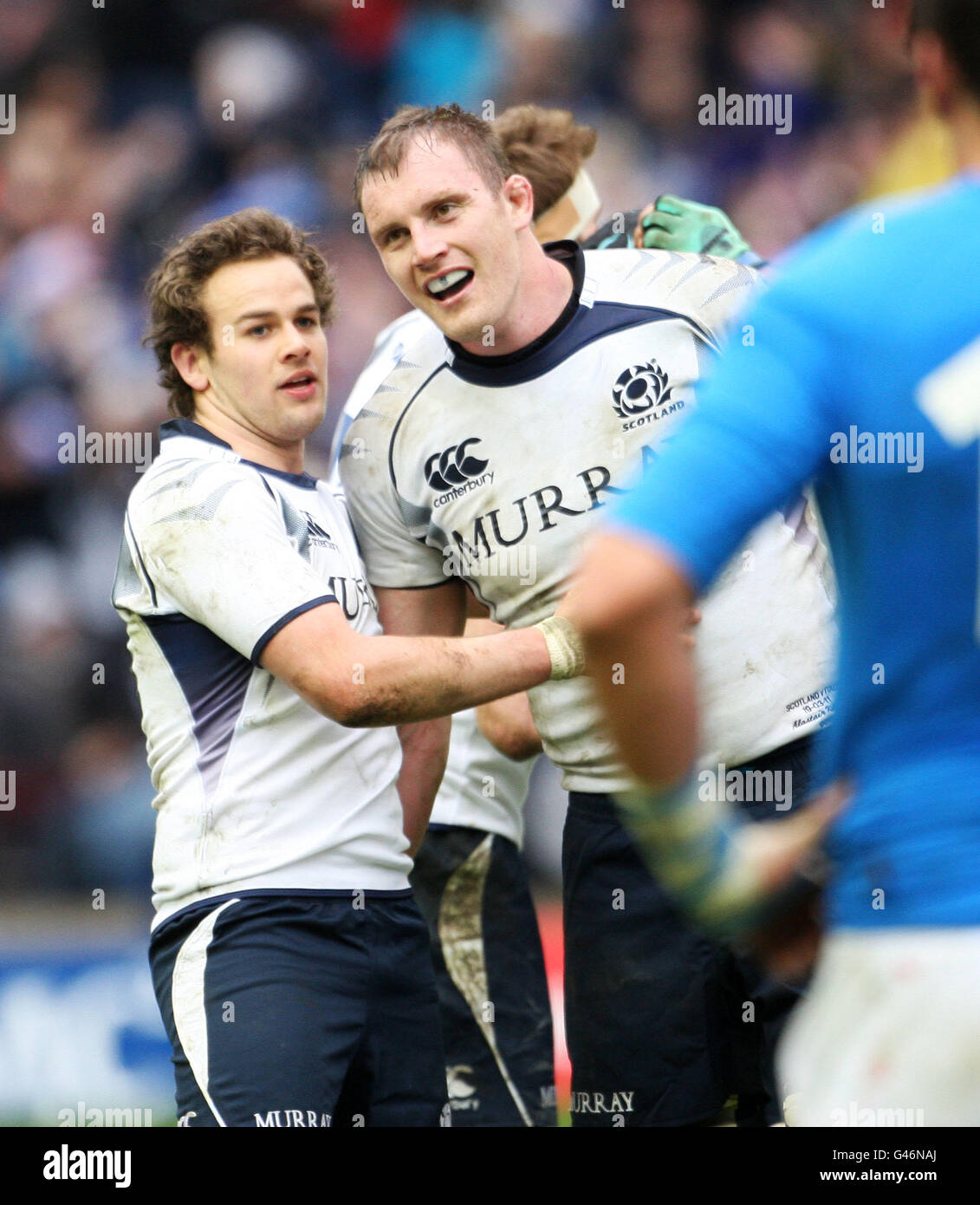 Scotland's Ruaridh Jackson and Alastair Kellock celebrate after the RBS ...