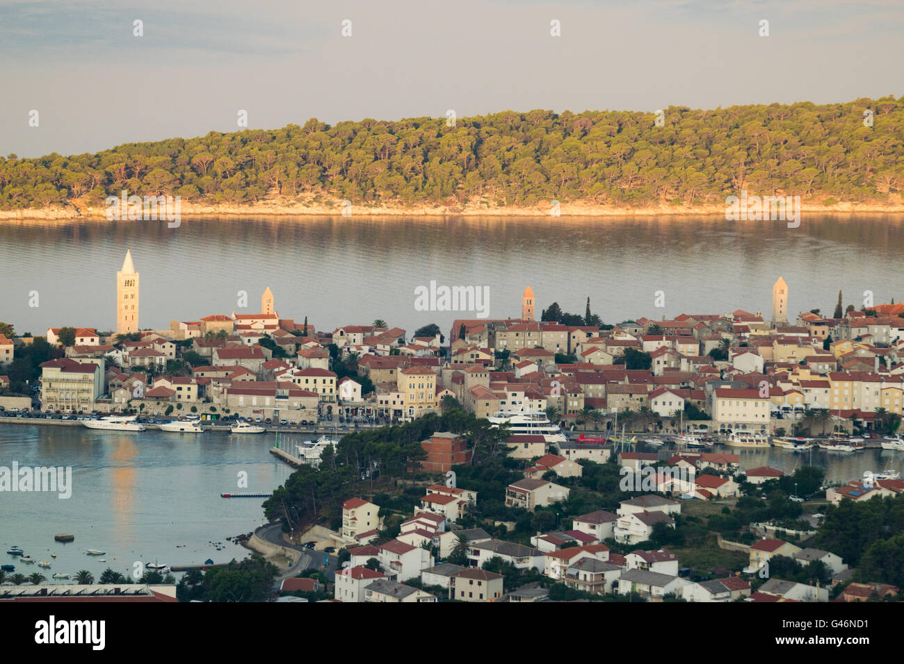 View of the town of Rab, Croatian tourist resort famous for its four ...