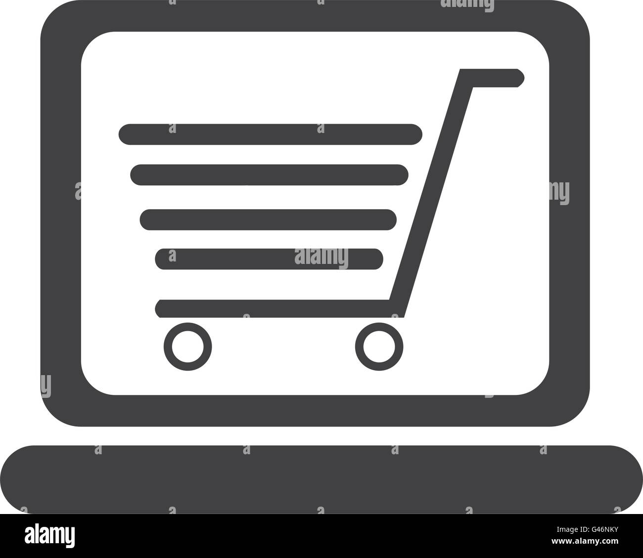 black laptop with striped shopping cart design, vector graphic Stock ...