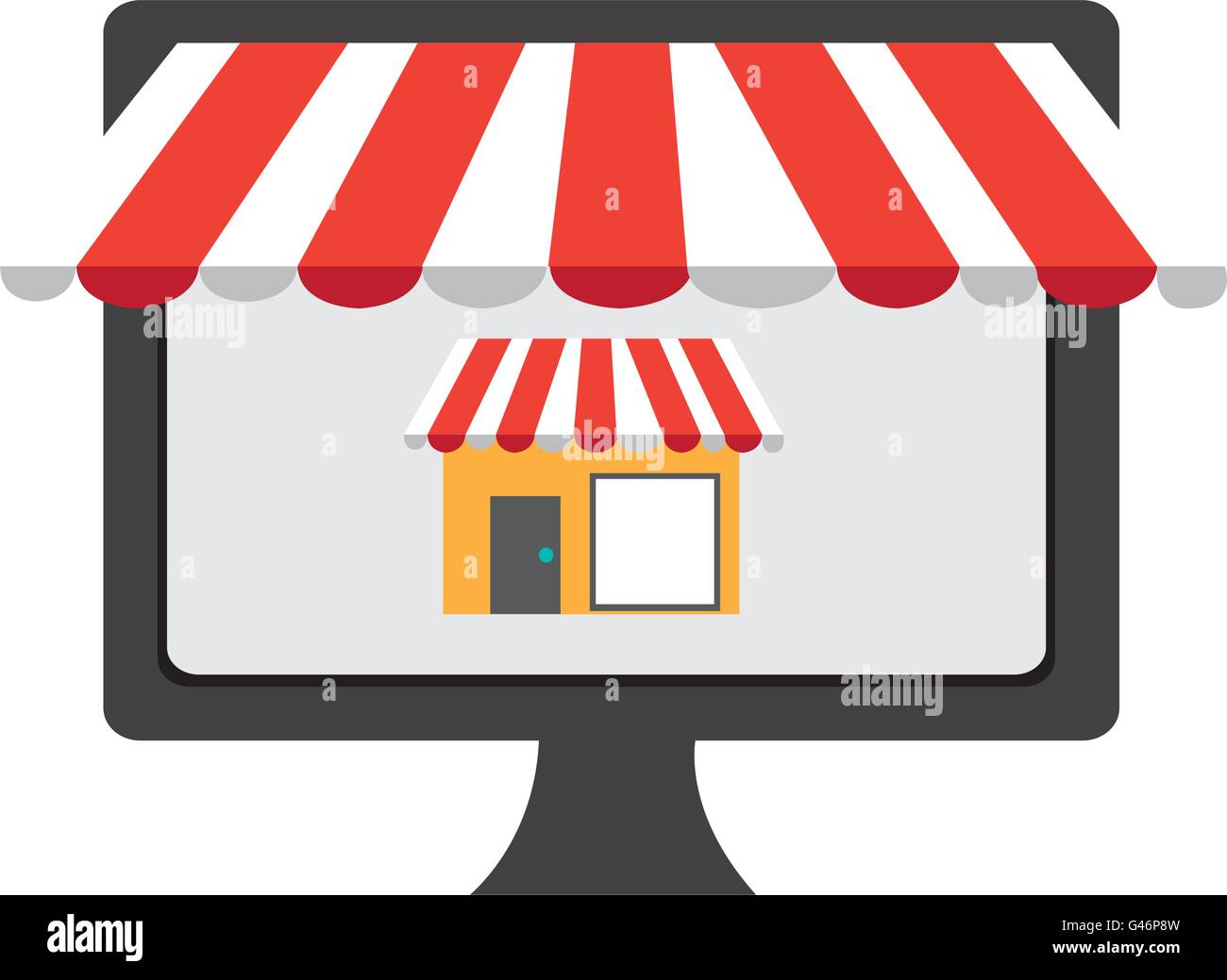 black electronic device screen with commerce icon, vector graphi Stock ...