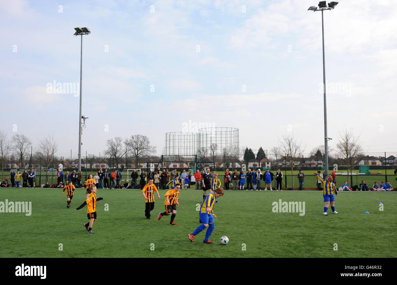 General view of action from the Down's Syndrome Football Tournament ...