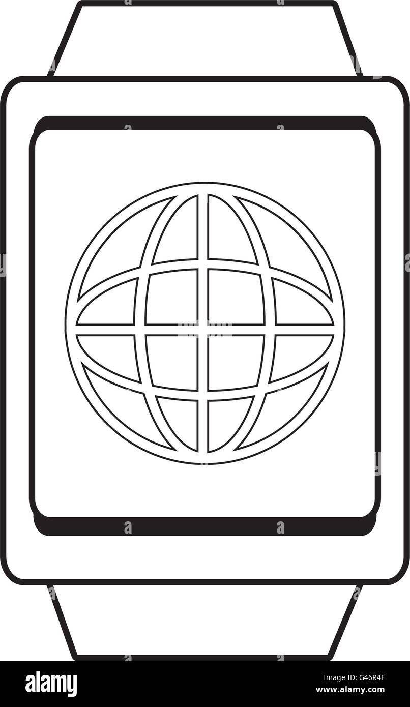 square watch with world map icon Stock Vector Image & Art - Alamy