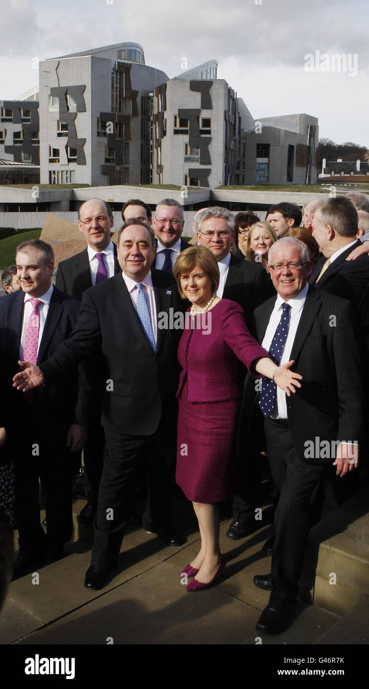 Snp leader alex salmond right deputy leader nicola sturgeon right hi ...