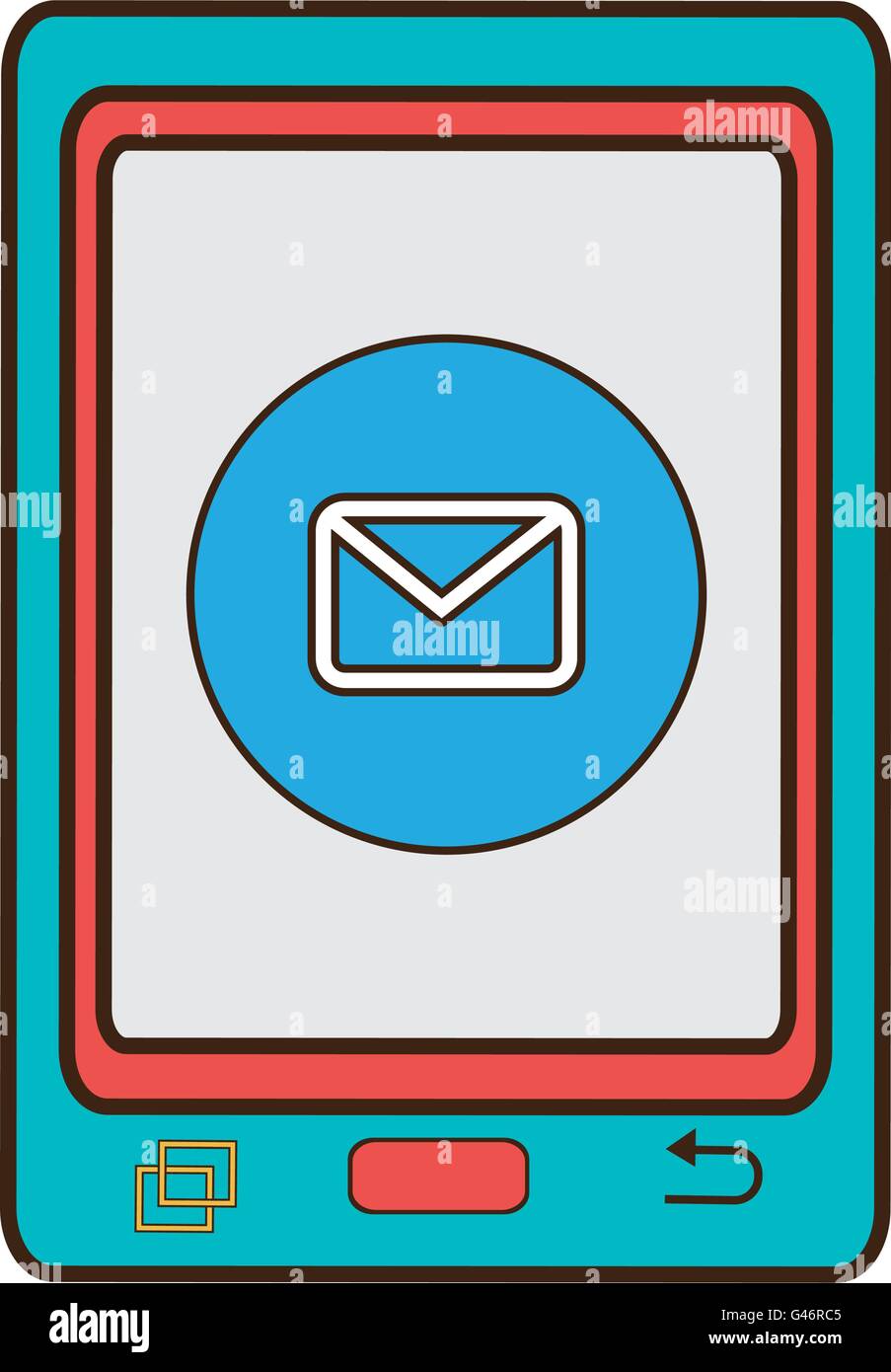 blue electronic device with media icon on the screen,vector grap Stock ...
