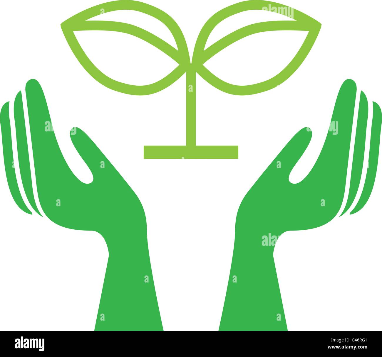 Human hands protecting tree Stock Vector Images - Alamy