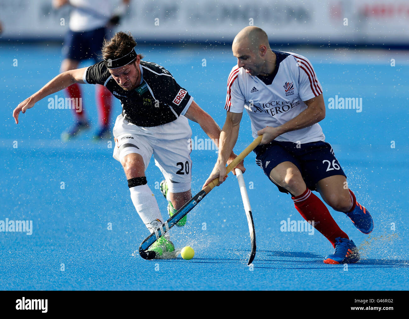 Germany's Martin Zwicker (left) and Great Britain's Nick Catlin during ...