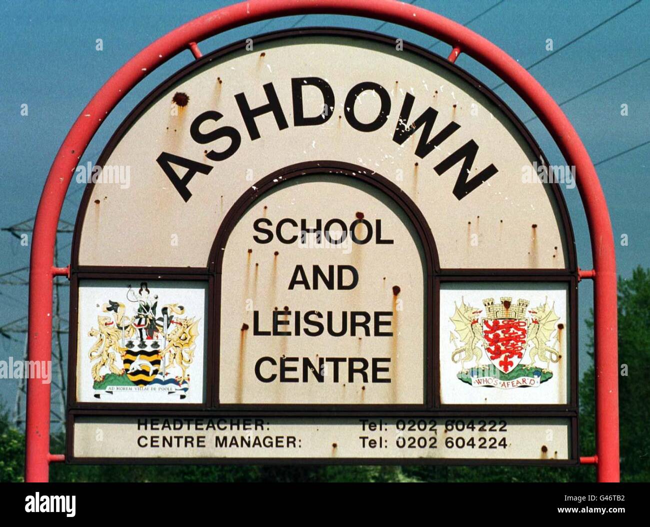 Sign at Ashdown School in Poole Dorset - one of the many venues visited ...