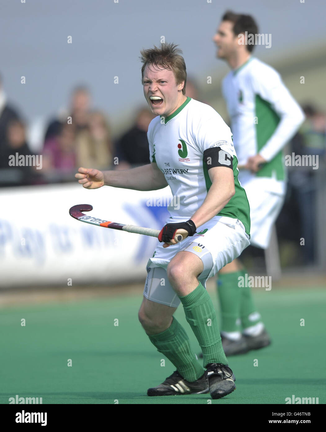 Canterbury's Michael Farrer (centre) celebrates his last second penalty ...