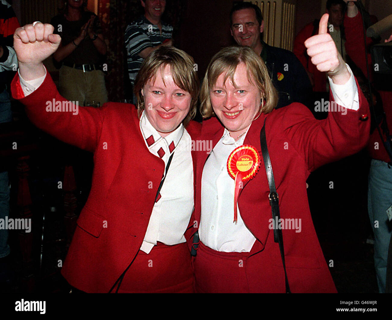 Sisters Maria (left) and Angela Eagle celebrate their victories early ...
