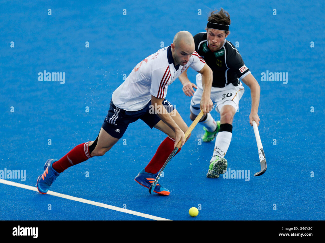 Germany's Martin Zwicker (right) and Great Britain's Nick Catlin during ...