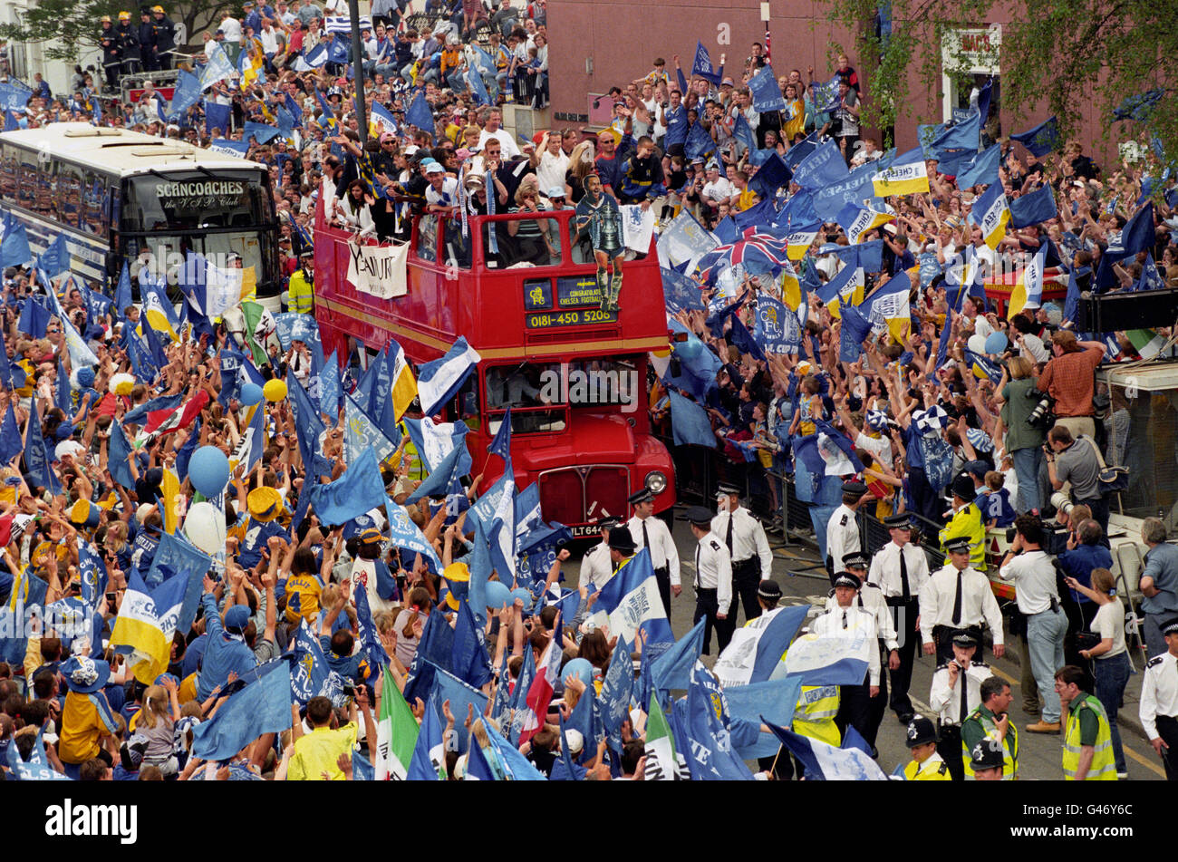 FA CUP GV of team bus Stock Photo - Alamy