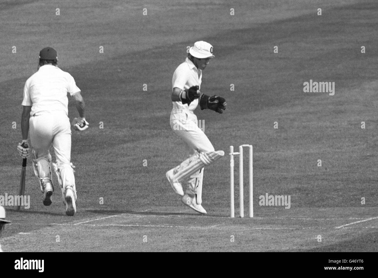 Northamptonshire captain and opening batsman Geoff Cook gets to the ...