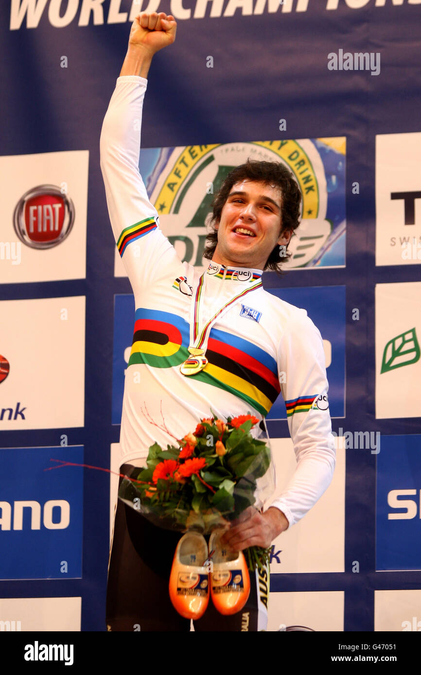 Australia's Michael Freiberg celebrates on the podium after winning the ...