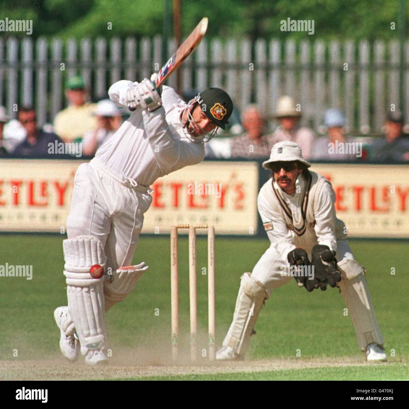 Australia's top scoring batsman, Justin Langer, with 152 not out ...