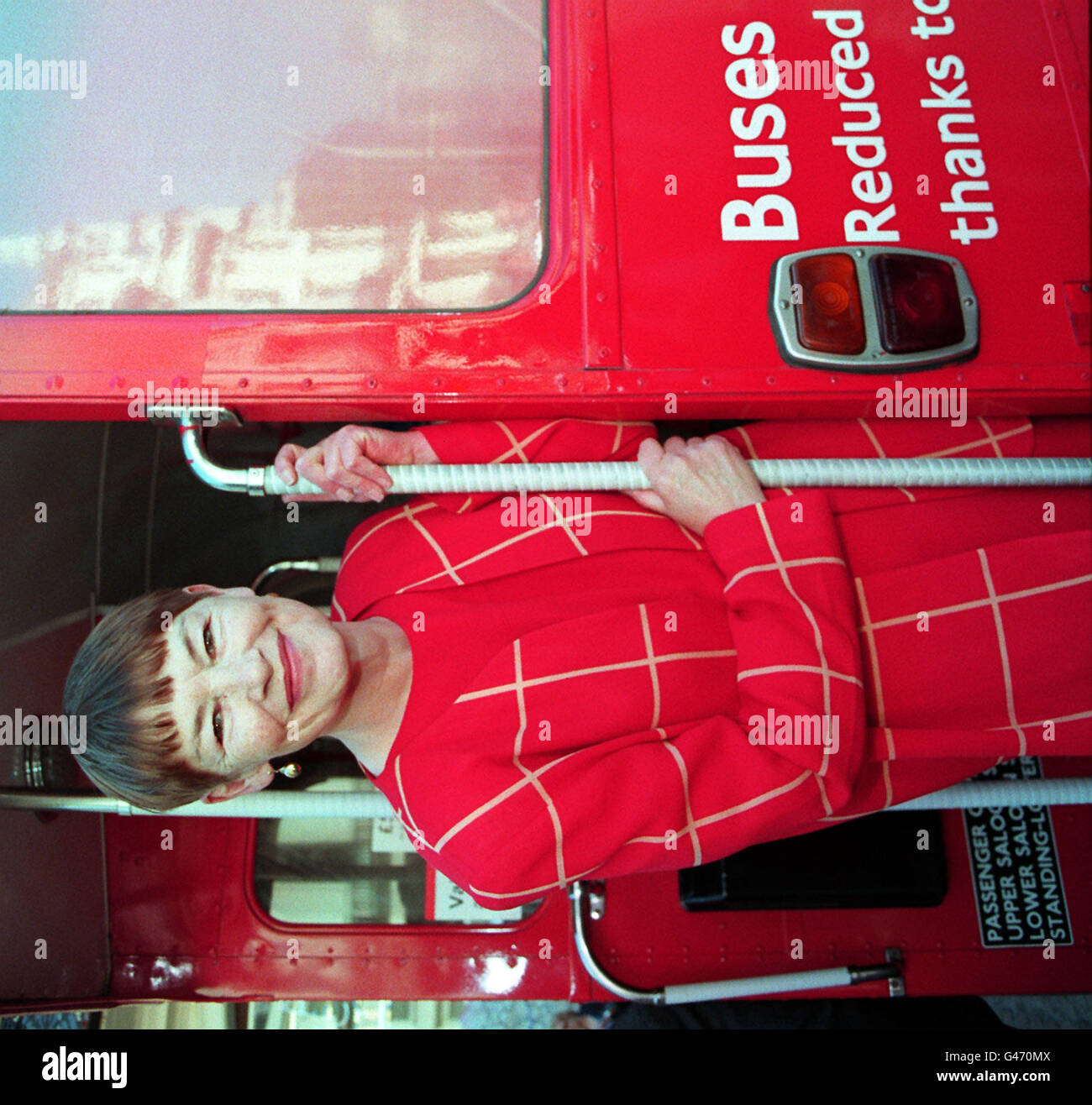Transport Minister Glenda Jackson on board one of London's famous red ...