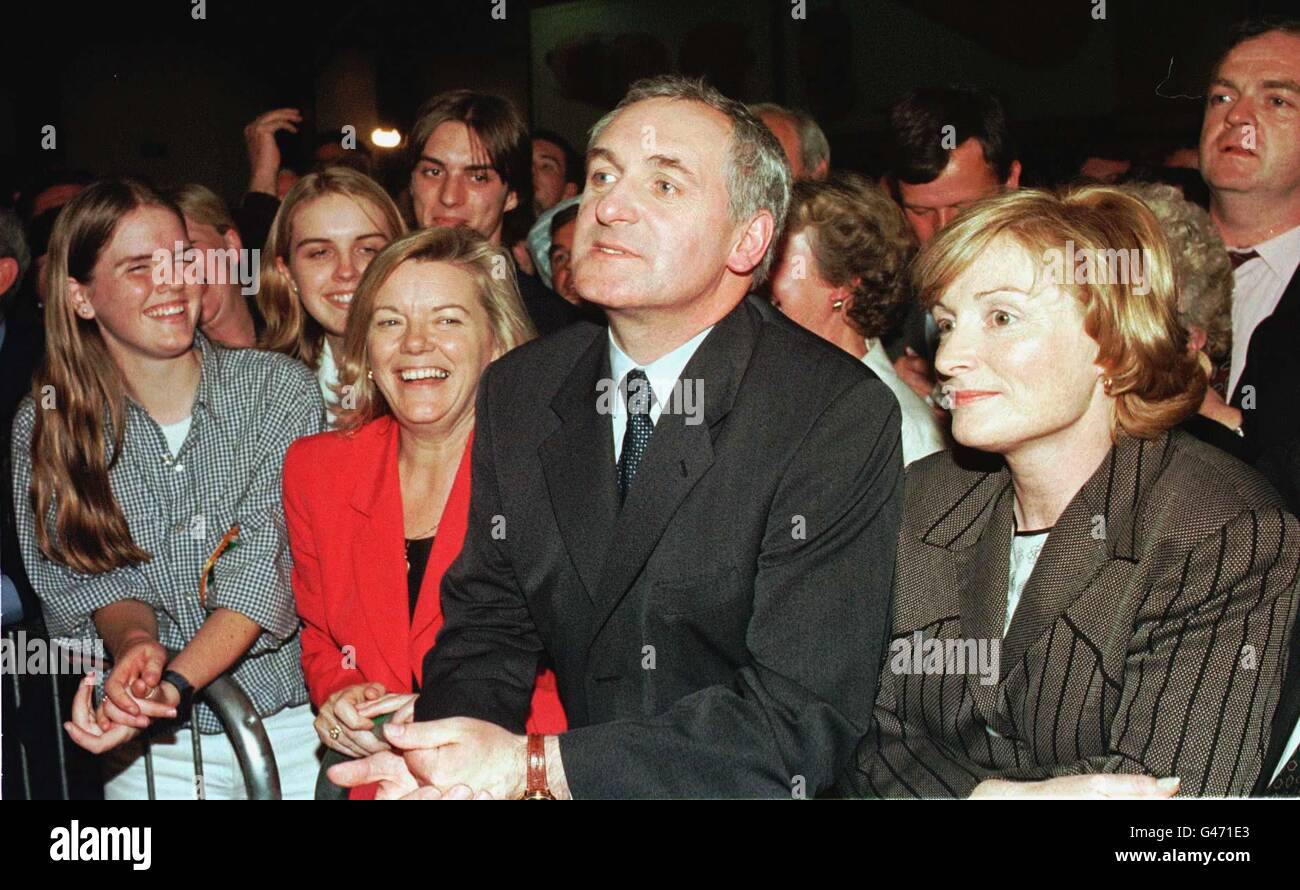 Fianna Fail leader Bertie Ahern with running mate Marian McGennis (left ...