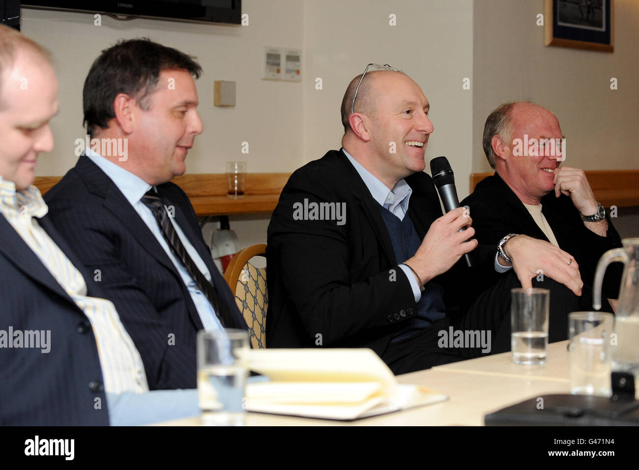 Former Everton player Graeme Sharp (left), commercial director Dave ...