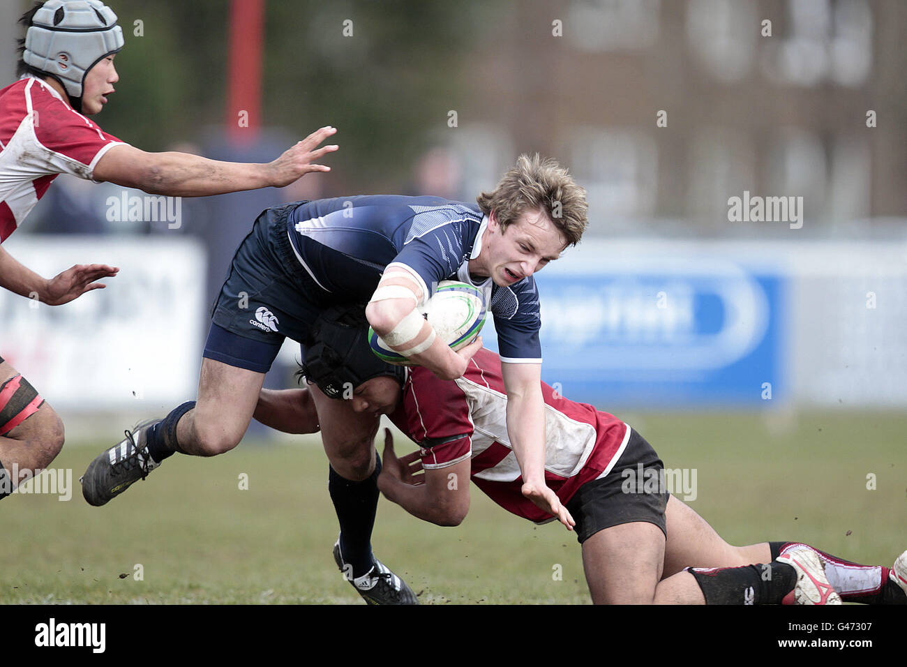 Scotland under-18's Alex Glashan (Left) tackled by Japan High Schools ...