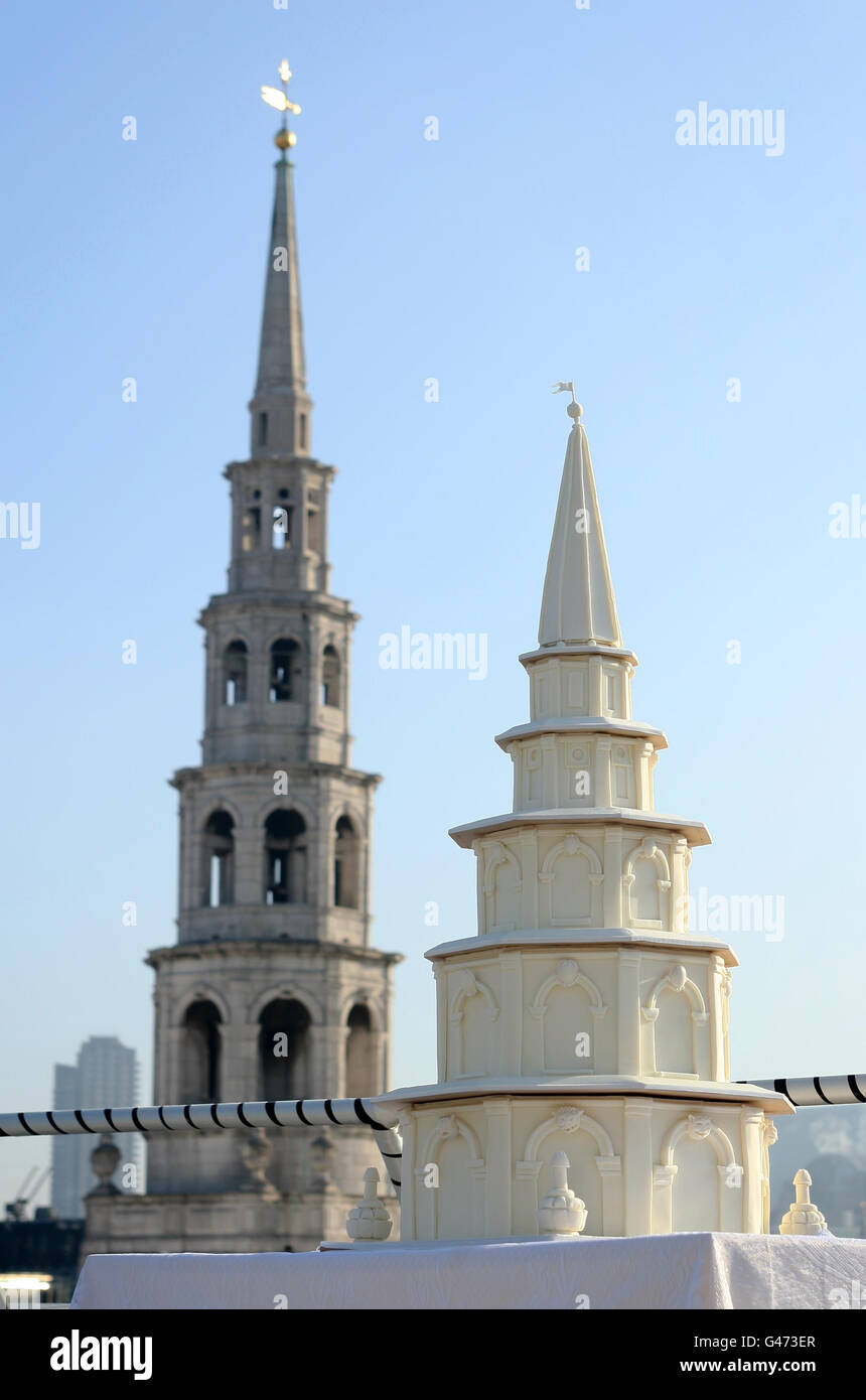 Replicates steeple spire st brides church hi-res stock photography and ...