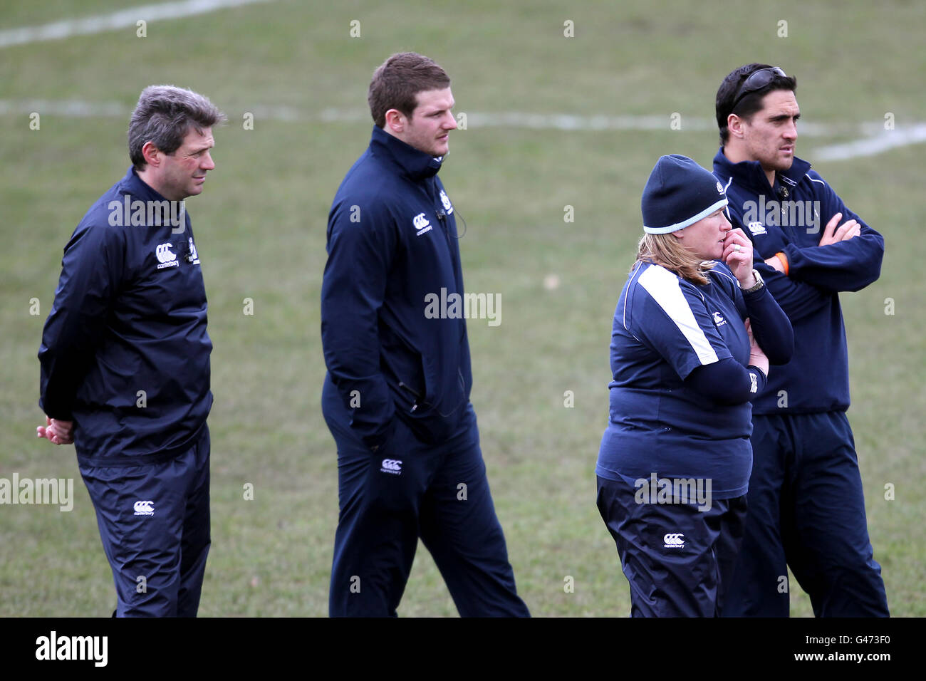 Scotland women assistant coaches Andrew Easson (2nd left) and Jared ...