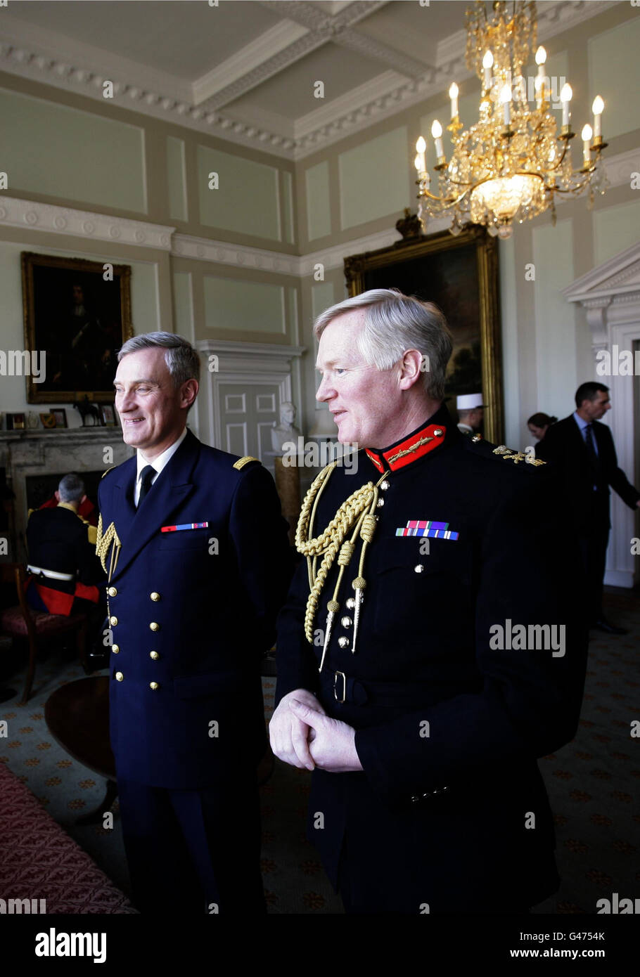 Major General Cubitt GOC (right) talks to French Attache Admiral ...