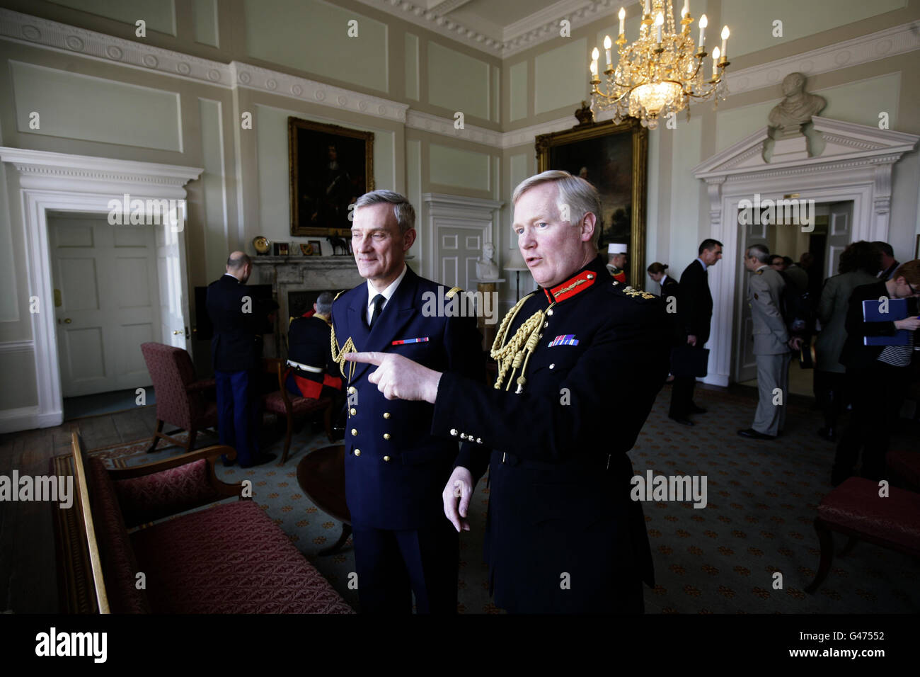 Major General Cubitt GOC (right) talks to French Attache Admiral ...