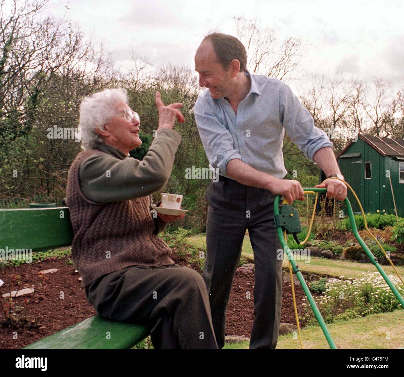 Pensioner Mary Yuill (91) with Scottish Secretary Michael Forsyth at ...