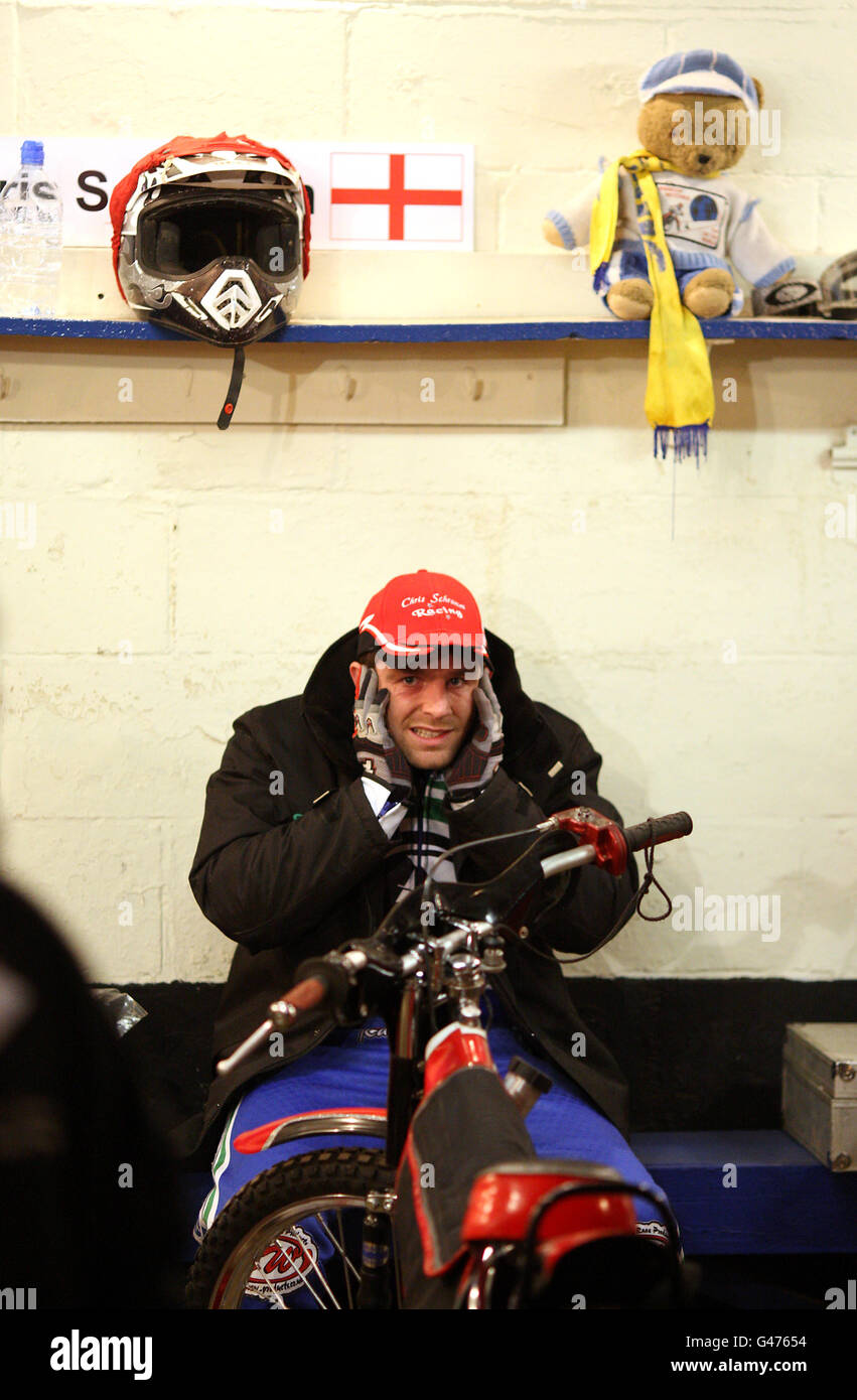 Ipswich rider Chris Schramm prepares in the pit lane ahead of the ...