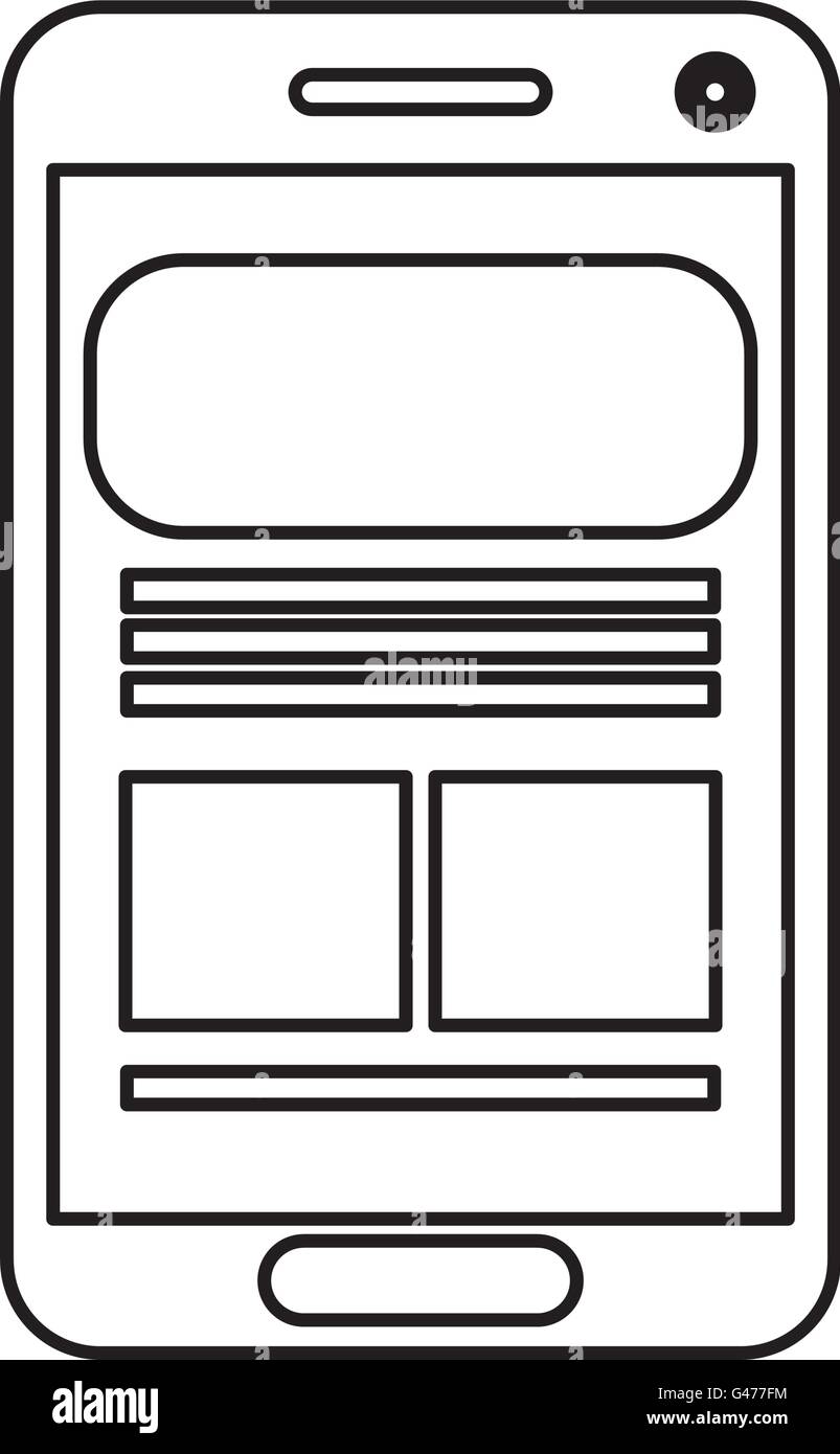 cellphone screen , Vector illustration over white background Stock ...