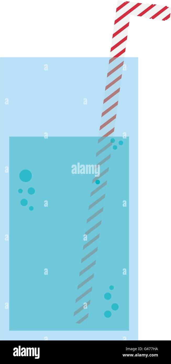 glass of water with straw , Vector illustration over white background ...