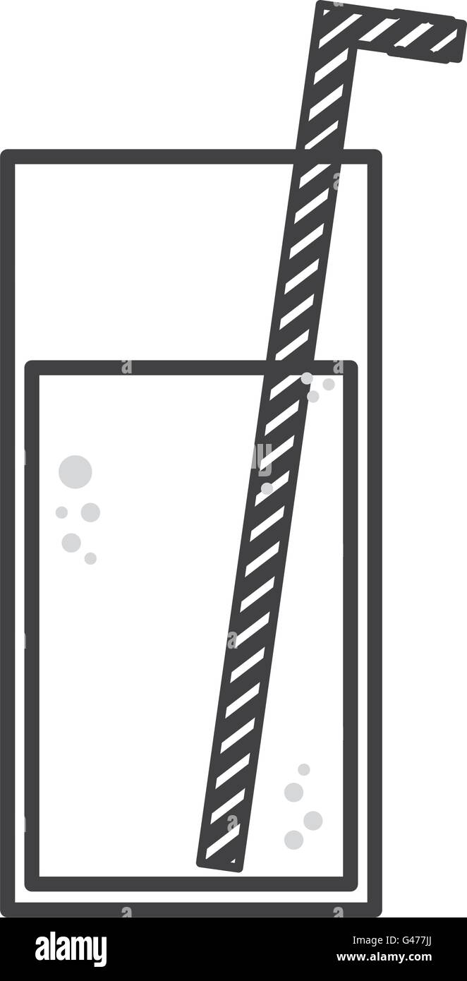 glass with liquid and straw , Vector illustration over white background ...
