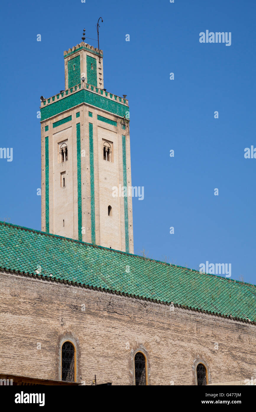 Mosque minaret in Fez ( Fes Fas ) city, UNESCO heritage site in Morocco ...