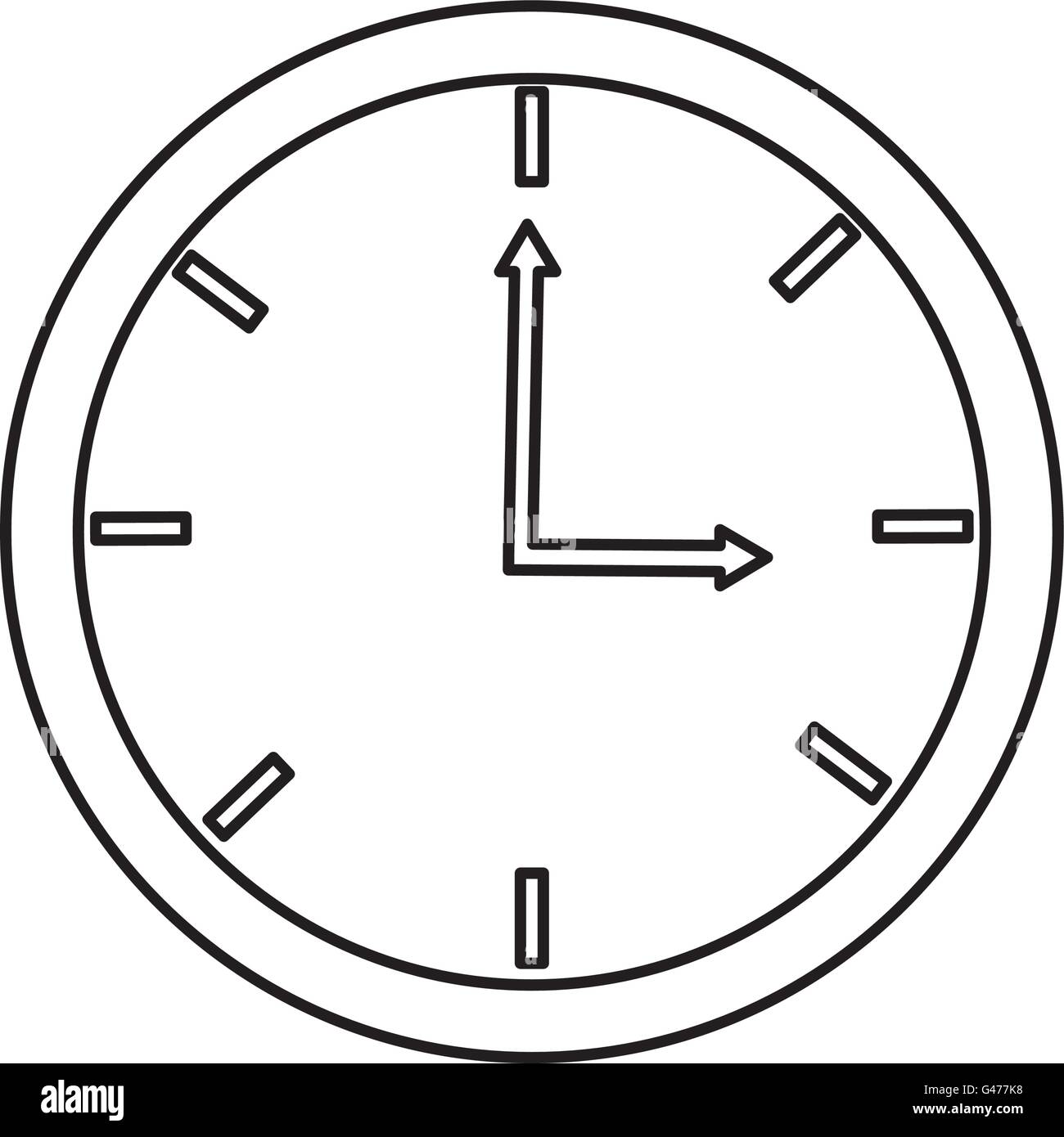 Analog Clock Vector Illustration Over White Background Stock Vector